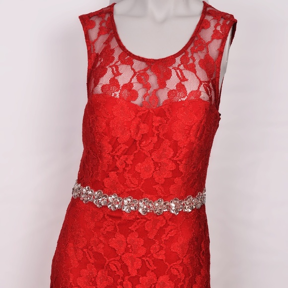 City Studio | Dresses | City Studio Red Lace Sleeveless Dress 3 | Poshmark